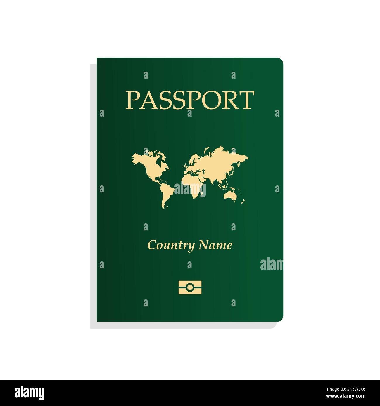 Green Passport Cover Vector Isolated International Passport Template