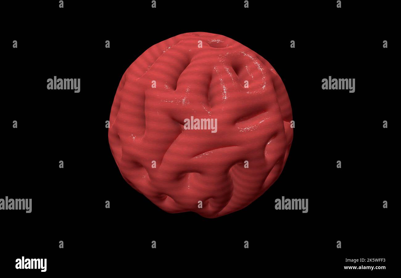 Abstract pink porous round virus cell isolated on black background ...