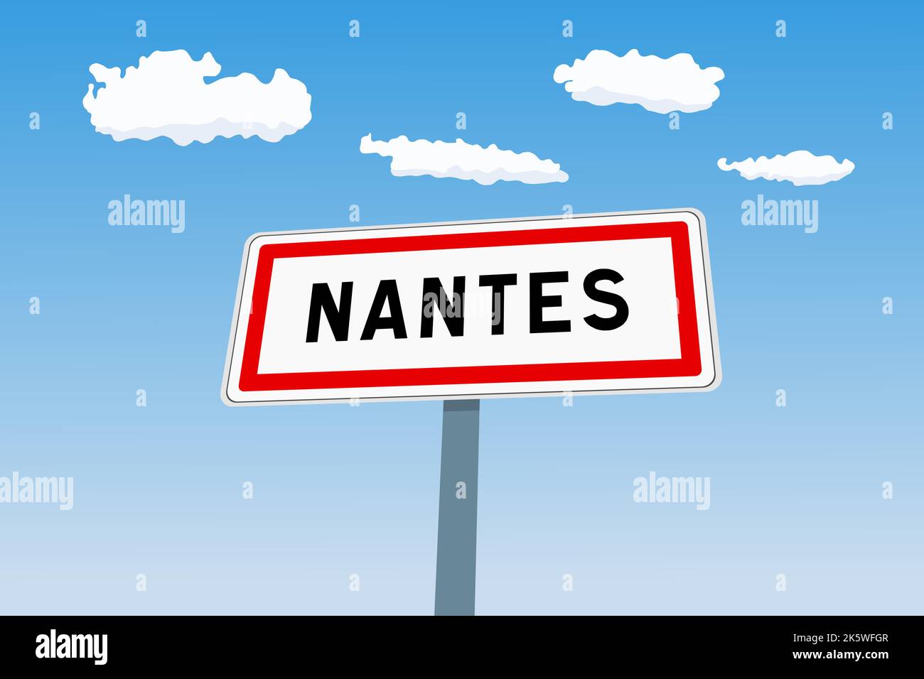 Nantes city sign in France. City limit welcome road sign Stock Vector ...