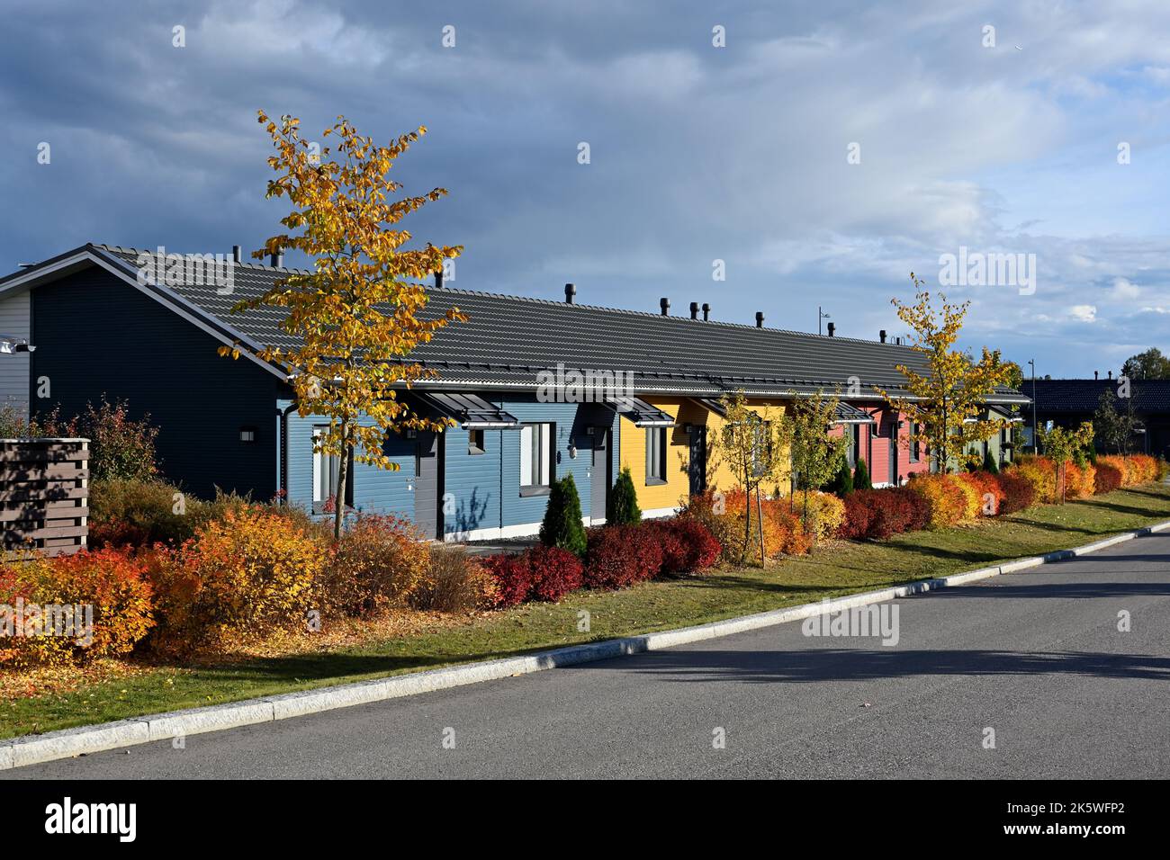 residential area of typical houses in Finland in autumn Stock Photo - Alamy