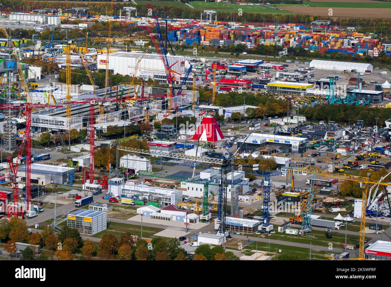 Munich, Germany. 10th Oct, 2022. The set-up for Bauma, the world's ...