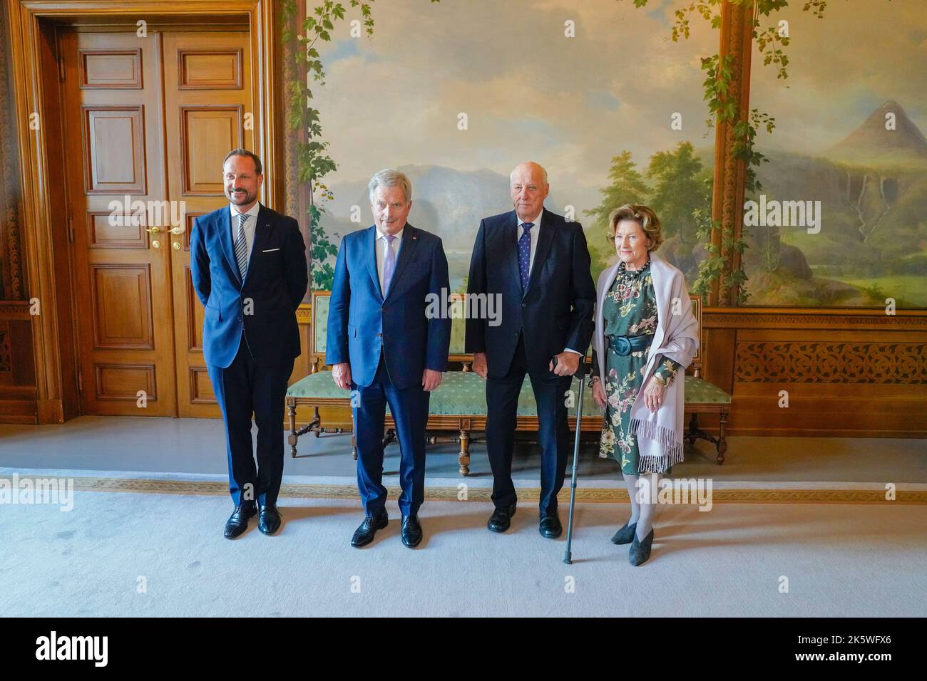Finnish President Sauli Niinistö (2nd Left) meets Crown Prince Haakon ...
