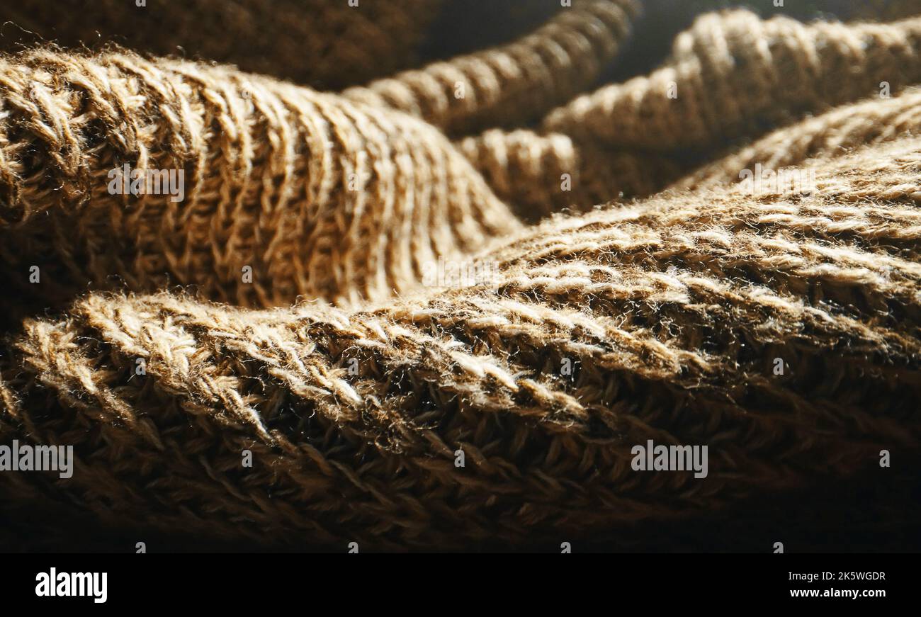 Knitted warm wool fabric texture. Close-up Stock Photo - Alamy