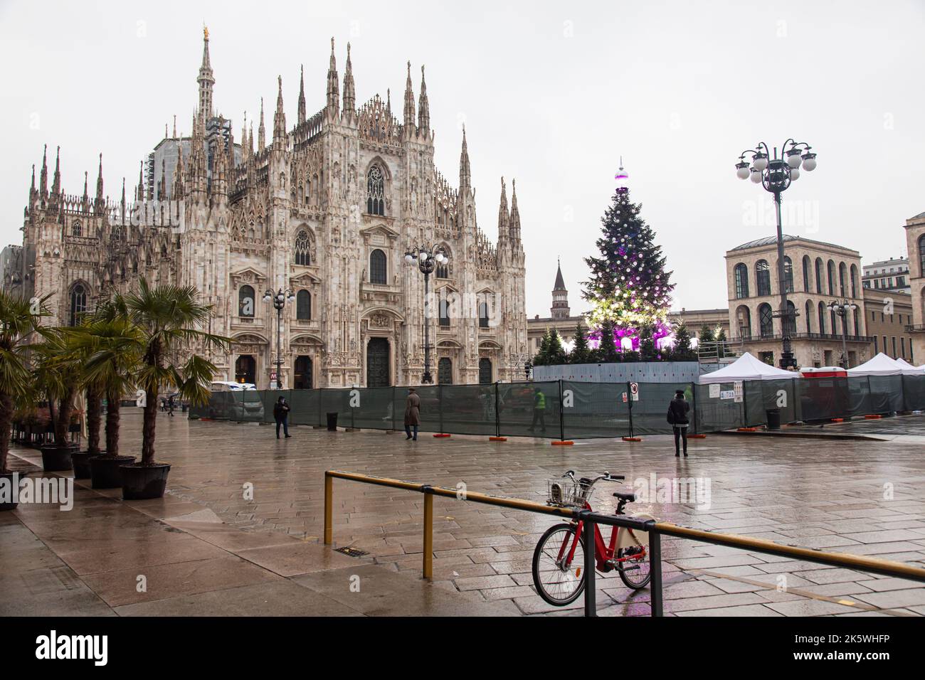 Milan, Italy - December 1, 2020: traditional christmas tree in front ...