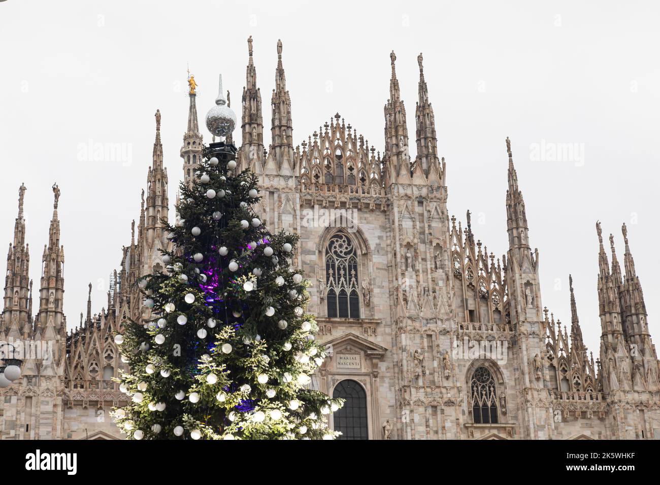 Milan, Italy - December 1, 2020: traditional christmas tree in front ...