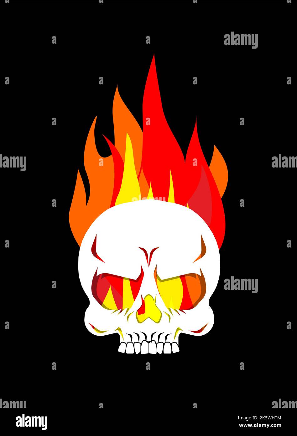 Fire Skull. Skeleton head on fire. Vector illustration Stock Vector ...
