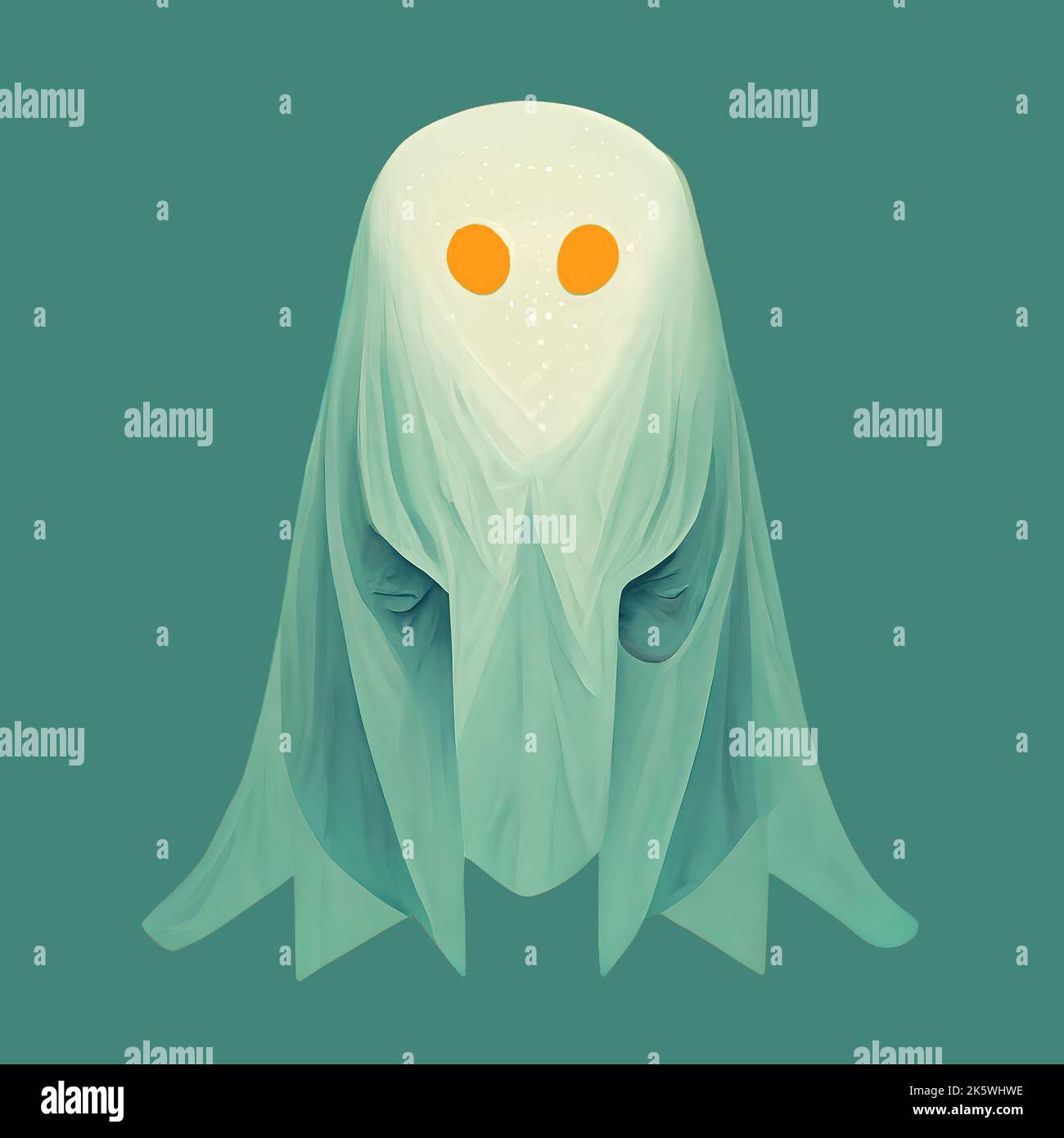 Fairy tale character ghost on a blue background. Digital illustration ...