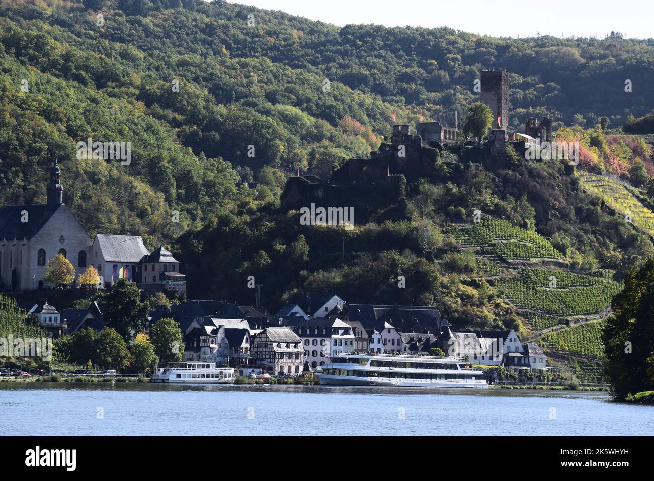 Mosel valley with Beilstein and Burg MEtternich Stock Photo - Alamy