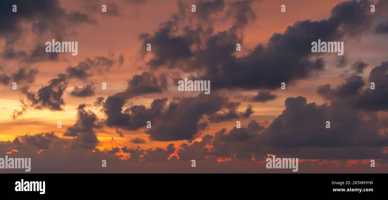 Beautiful sunset sky with some clouds during summer on a nice day Stock ...