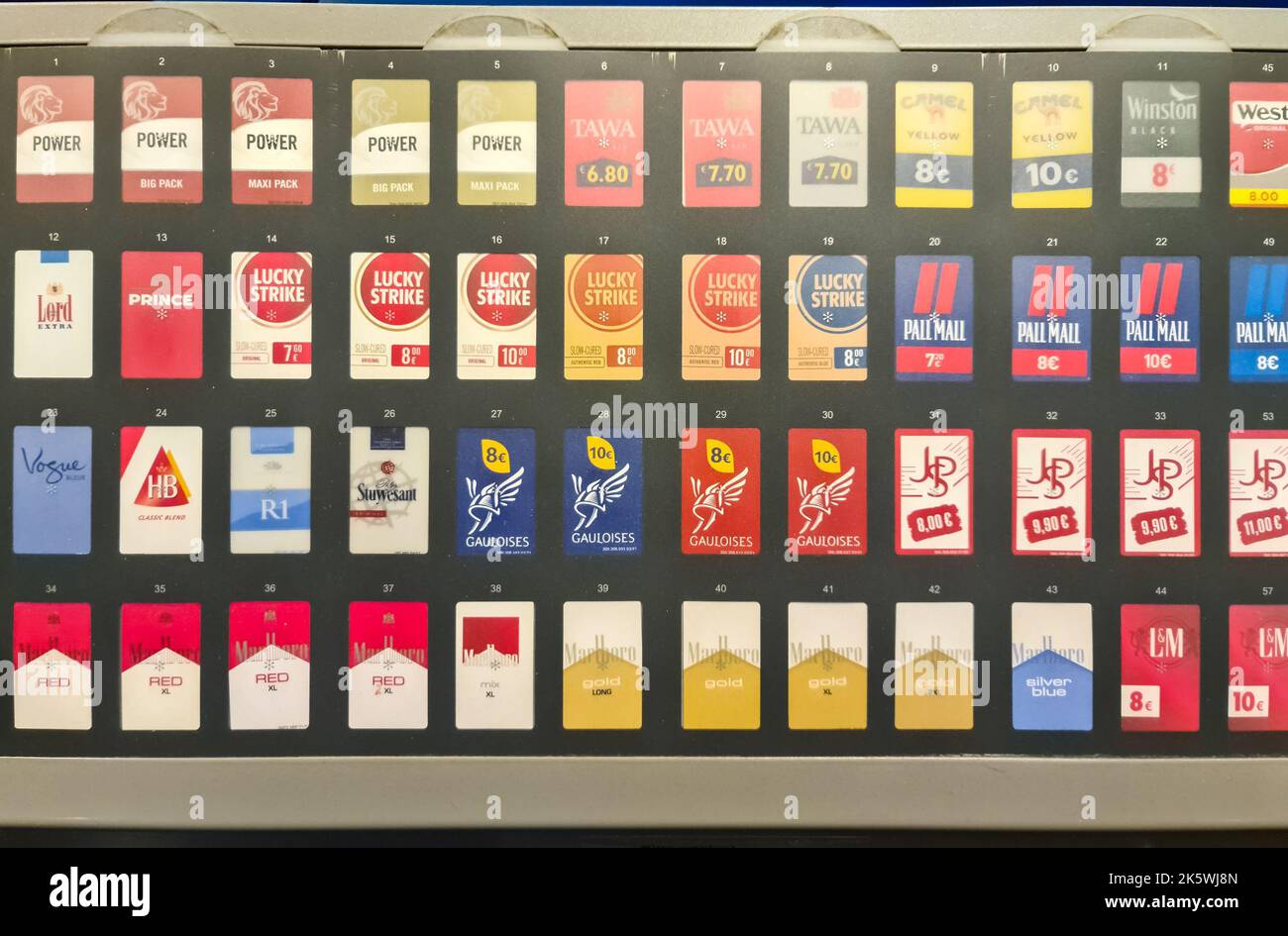 The display of a cigarette vending machine in a supermarket for sale ...