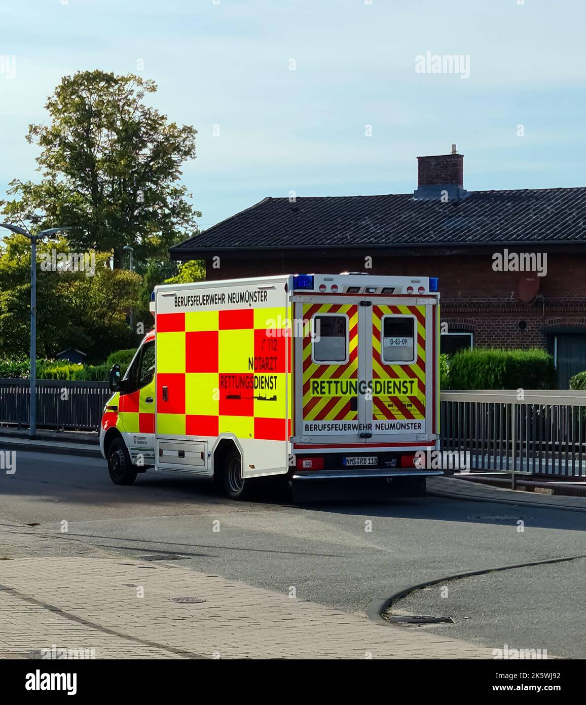 A German ambulance parked on a small street in Bordesholm Stock Photo ...