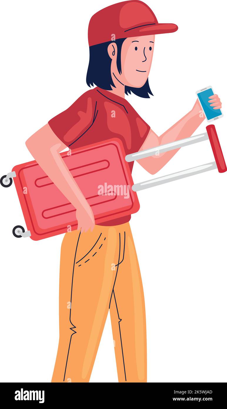 Young lady female traveler Stock Vector Images - Alamy