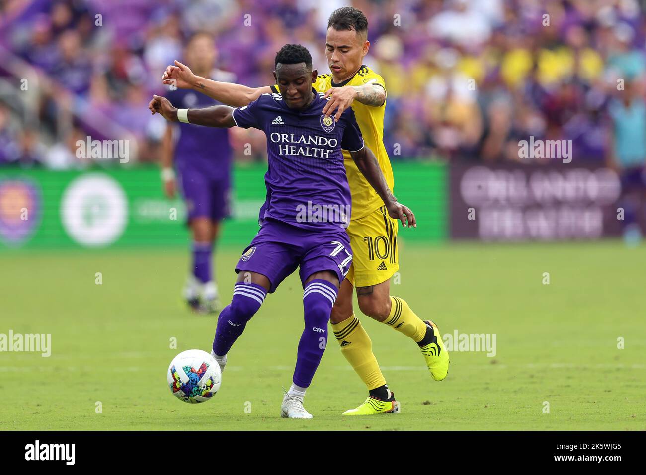 October 9, 2022: Orlando City forward IVÃ N ANGULO (77) competes for ...