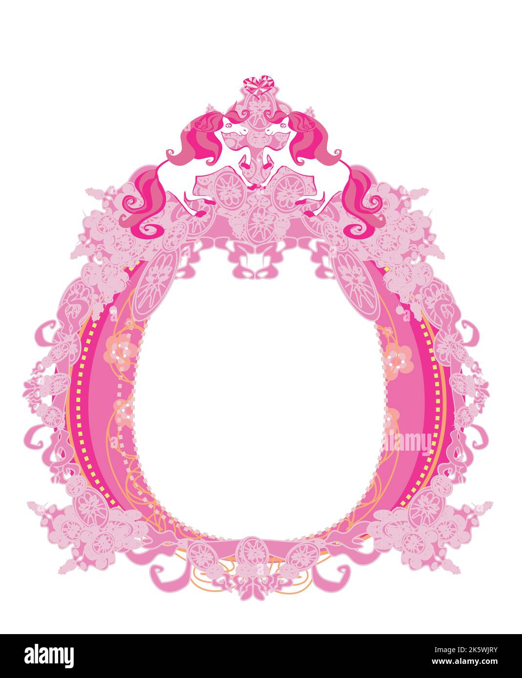 decorative girlish pink frame with unicorns Stock Vector Image & Art ...