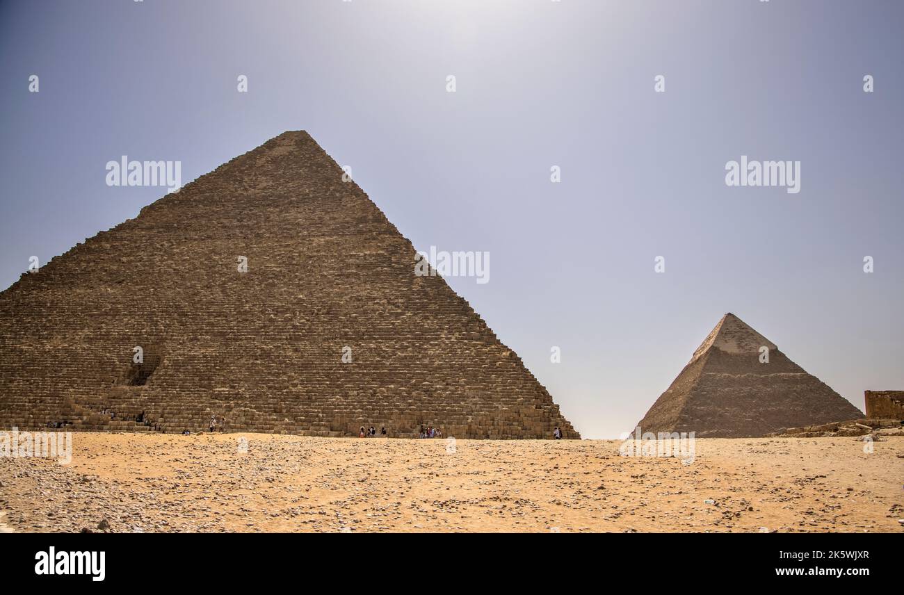 the great pyramid and the pyramid of khafre on the giza plateau on the ...