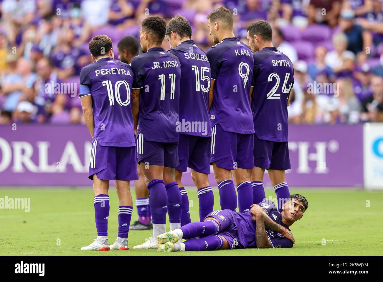 October 9, 2022: Orlando City forward FACUNDO TORRES (17) lays down to ...