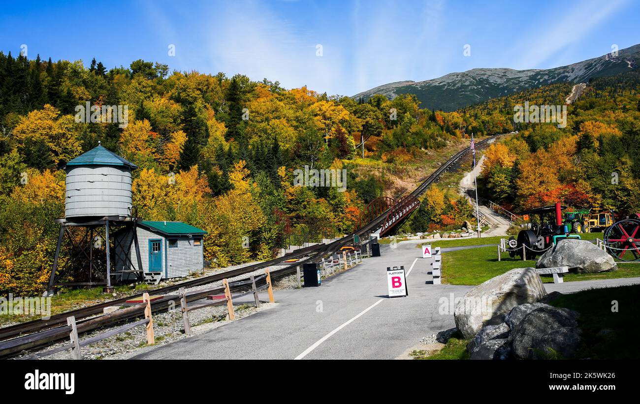 BASE STATION ROAD, NEW HAMPSHIRE, USA - OCTOBER 2, 2022: View from Cog ...