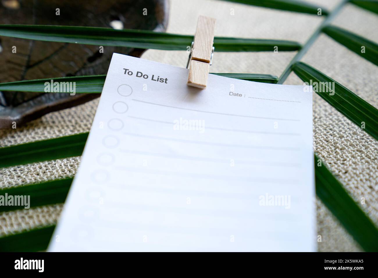 To do list against leaf background Stock Photo - Alamy