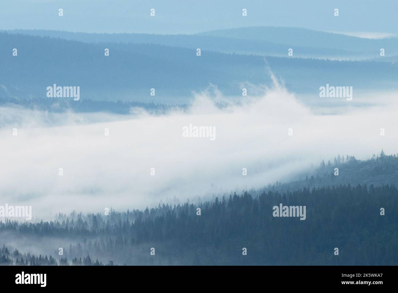 Moving mist between fells during a summer night in Urho Kekkonen ...