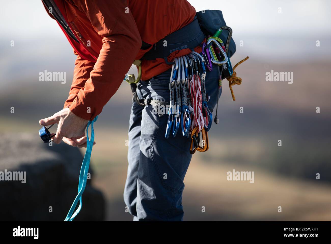 Rock climbing on Stanage Edge, Peak District, England. 8th October 2022 ...