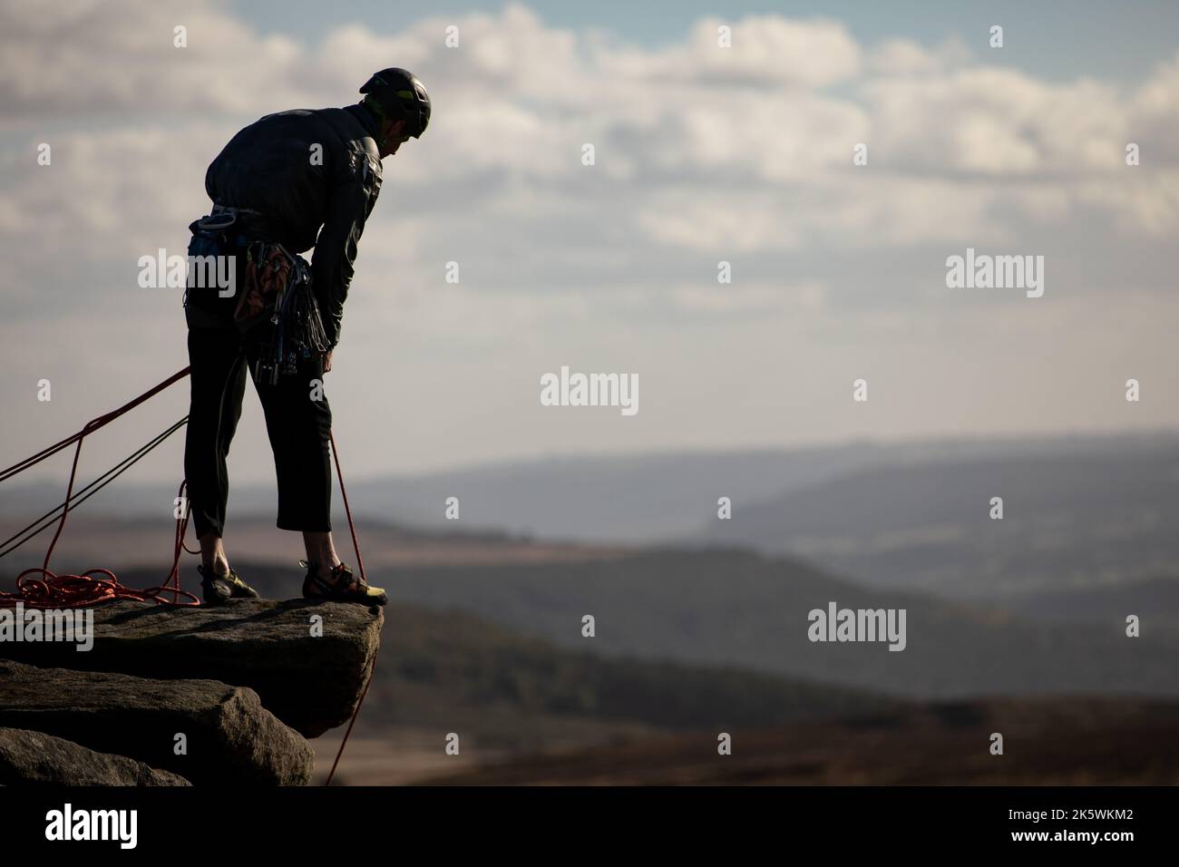 Rock climbing on Stanage Edge, Peak District, England. 8th October 2022 ...