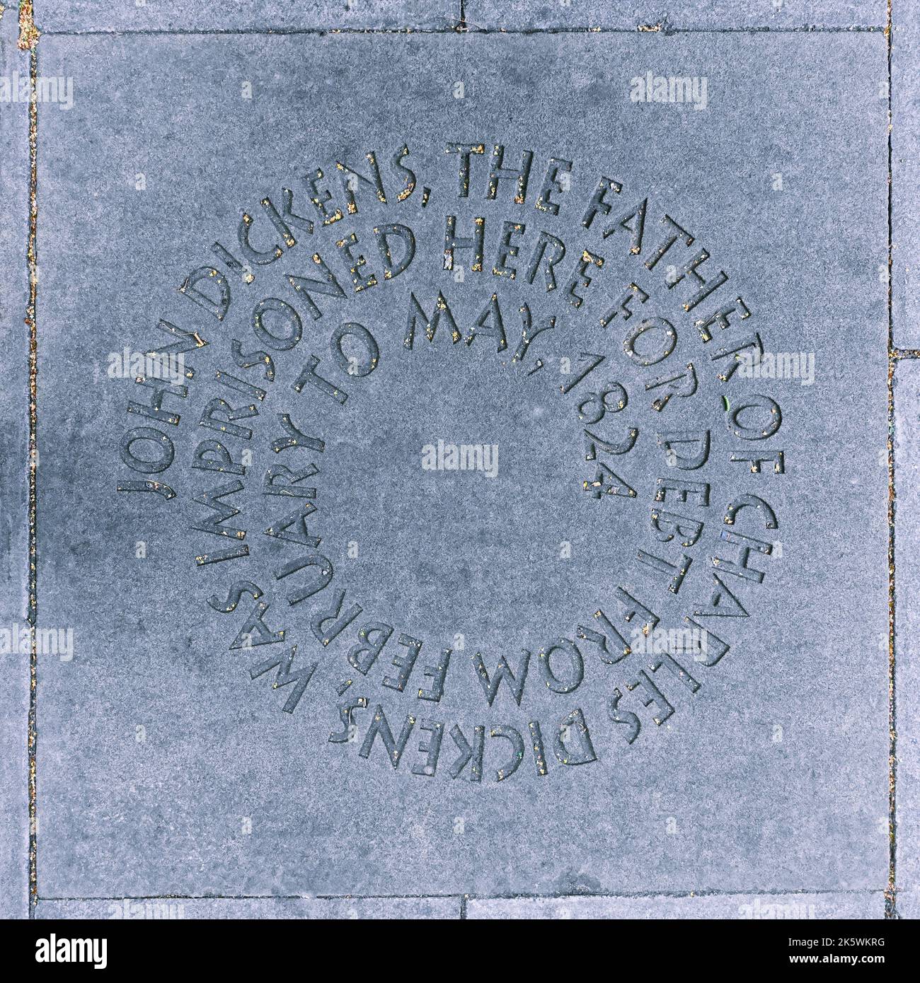 The paving slab regarding John Dickens (father of Charles Dickens) in ...