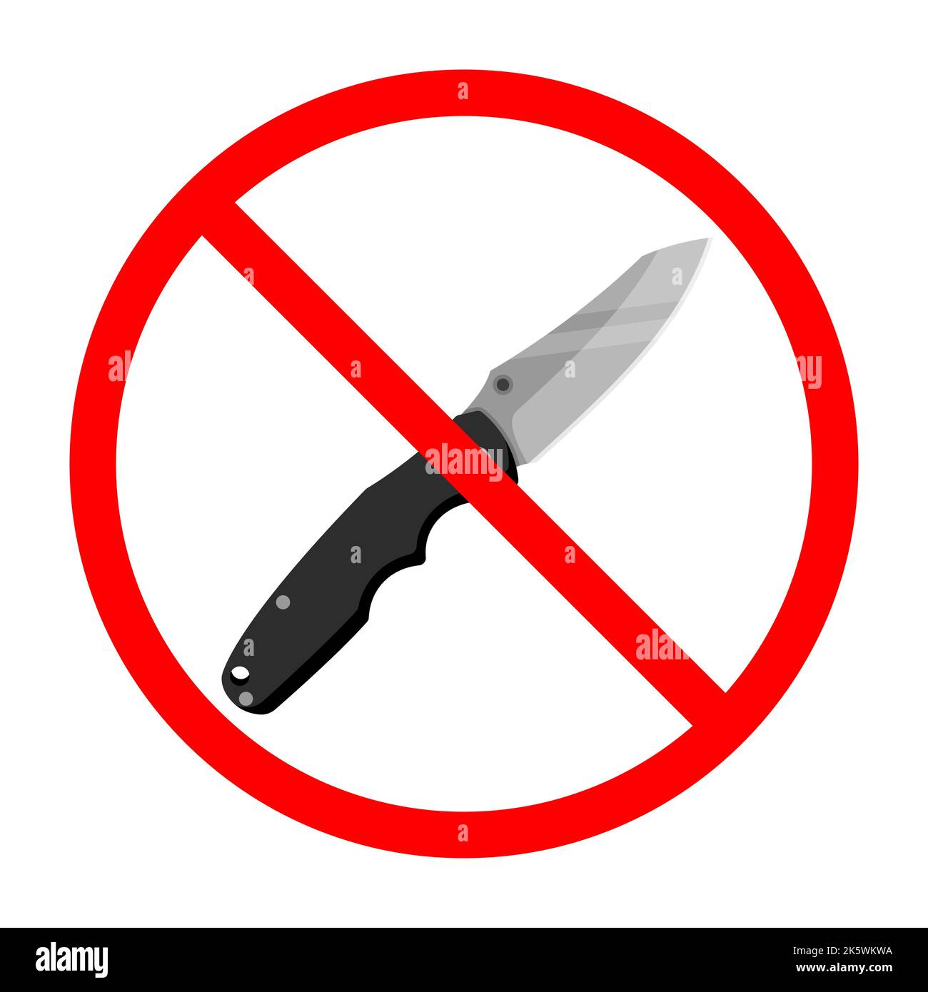 Knife ban sign. Knife forbidden. Dangerous weapon. Red prohibition sign ...