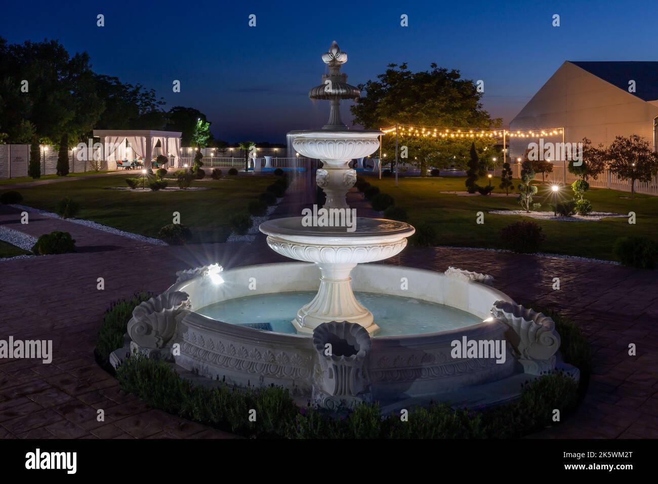 A closeup of a water fountain with beautiful decorations found at a ...