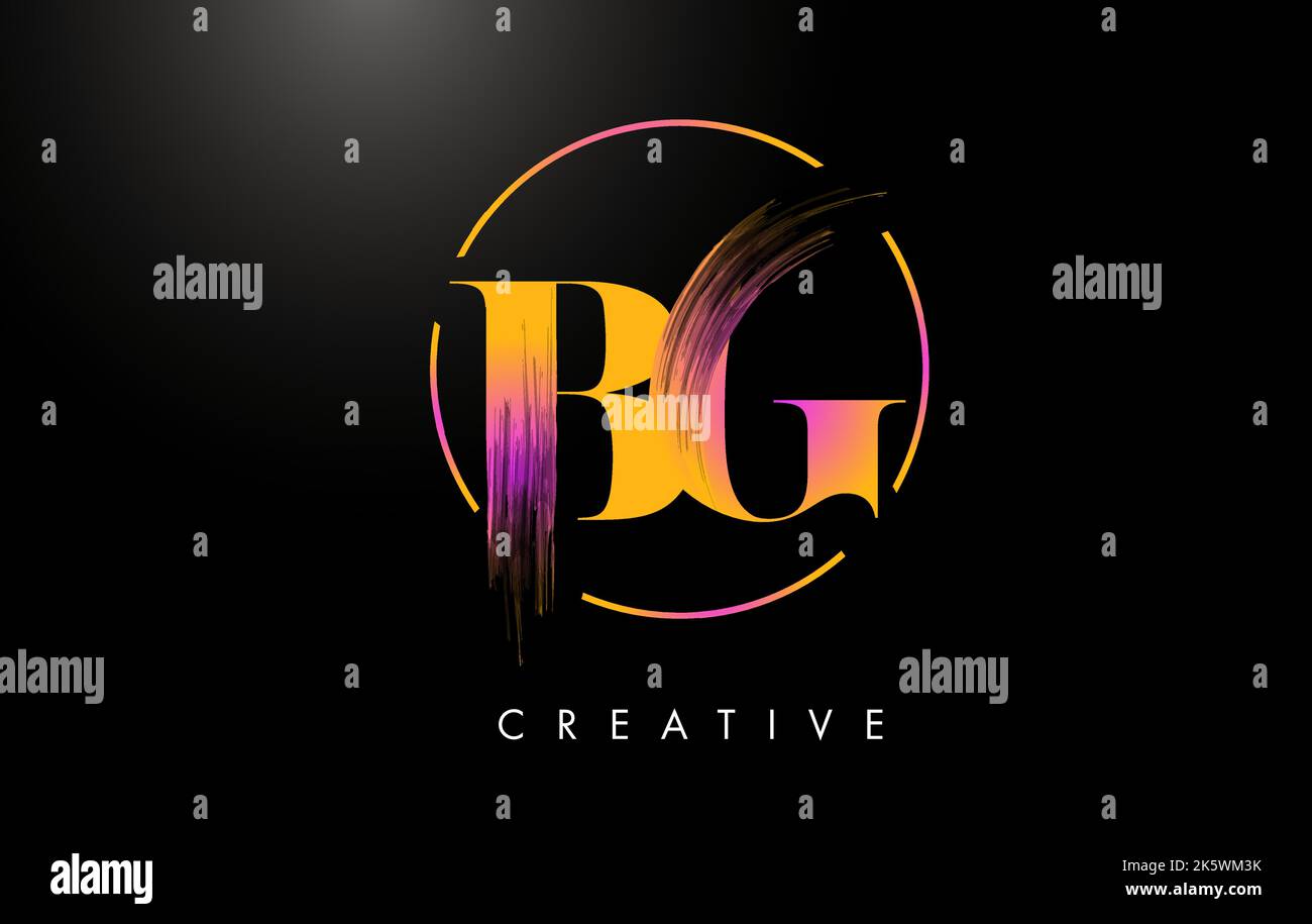BG Brush Stroke Letter Logo Design. Orange Purple Paint Logo Leters ...