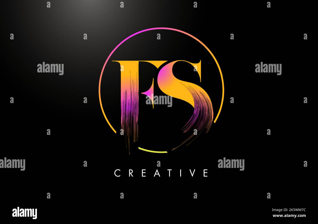 FS Brush Stroke Letter Logo Design. Orange Purple Paint Logo Leters ...