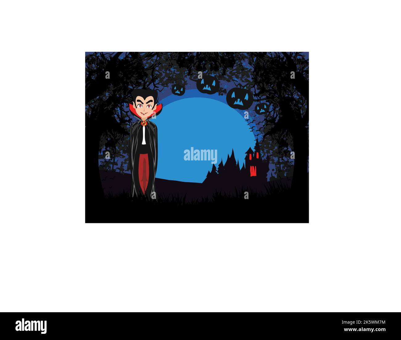 Cartoon vampire haunted castle during full moon Stock Vector Images - Alamy