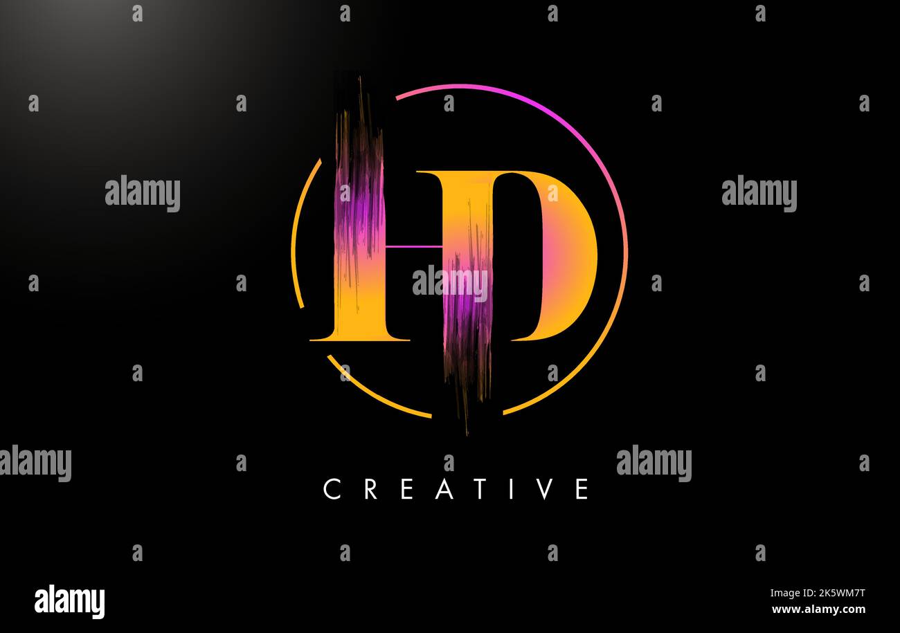 HD Brush Stroke Letter Logo Design. Orange Purple Paint Logo Leters ...
