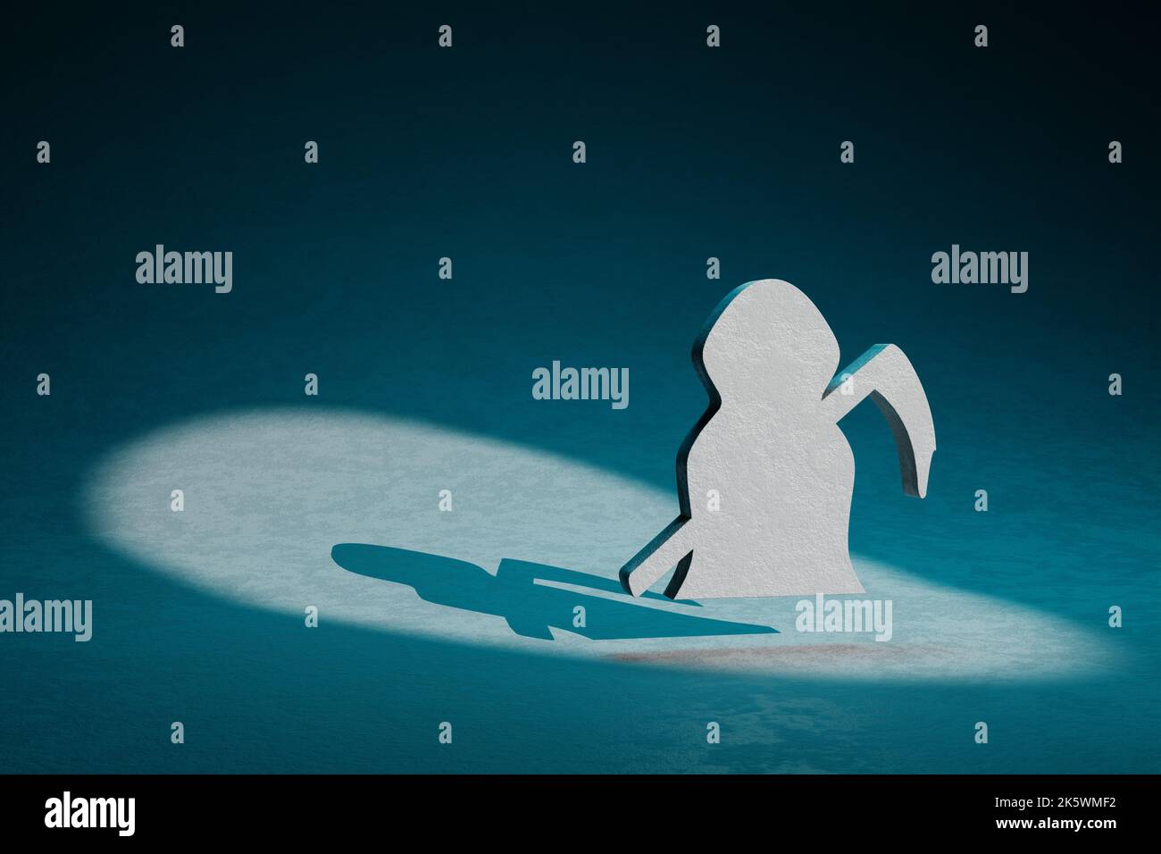 Beautiful abstract illustrations grim Reaper symbol icon on a dark blue ...