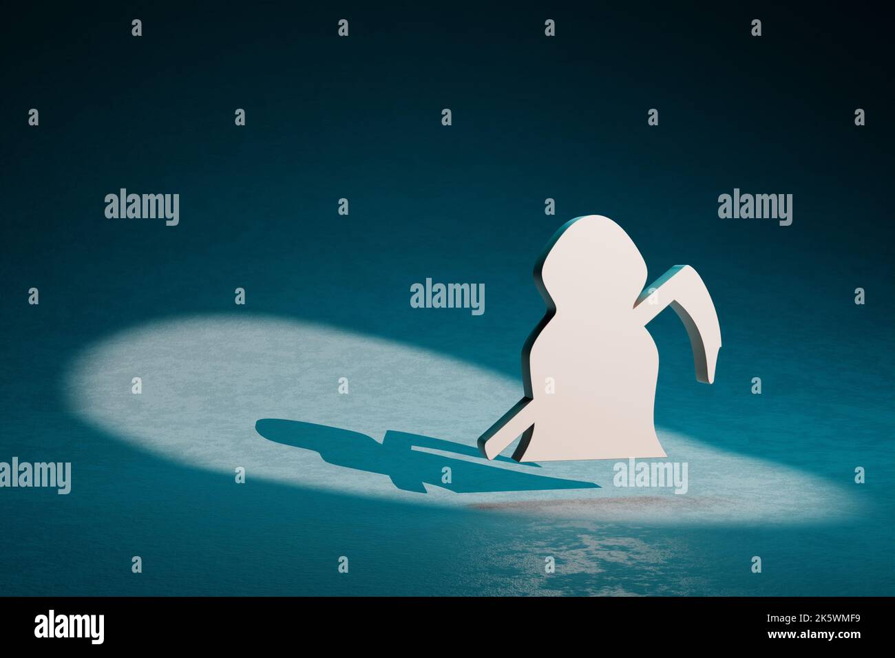 Beautiful abstract illustrations grim Reaper symbol icon on a dark blue ...