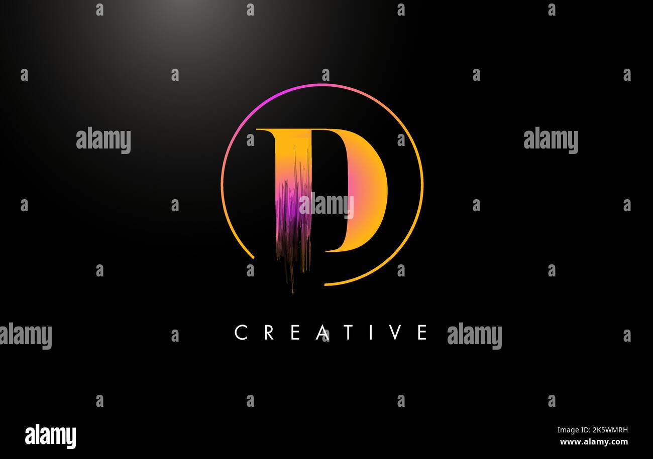 D Brush Stroke Letter Logo Design. Orange Purple Paint Logo Leters Icon ...