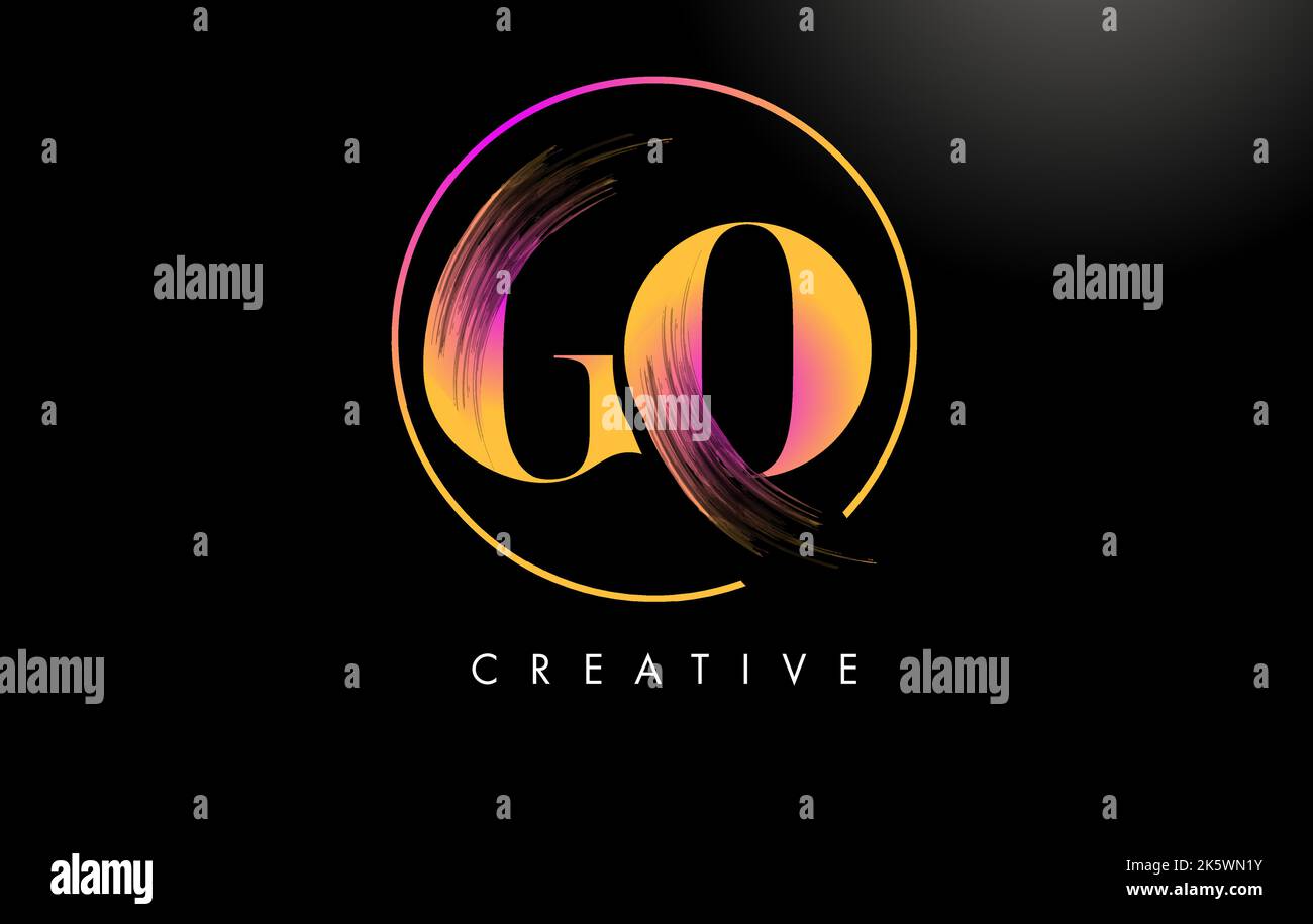 GO Brush Stroke Letter Logo Design. Orange Purple Paint Logo Leters ...