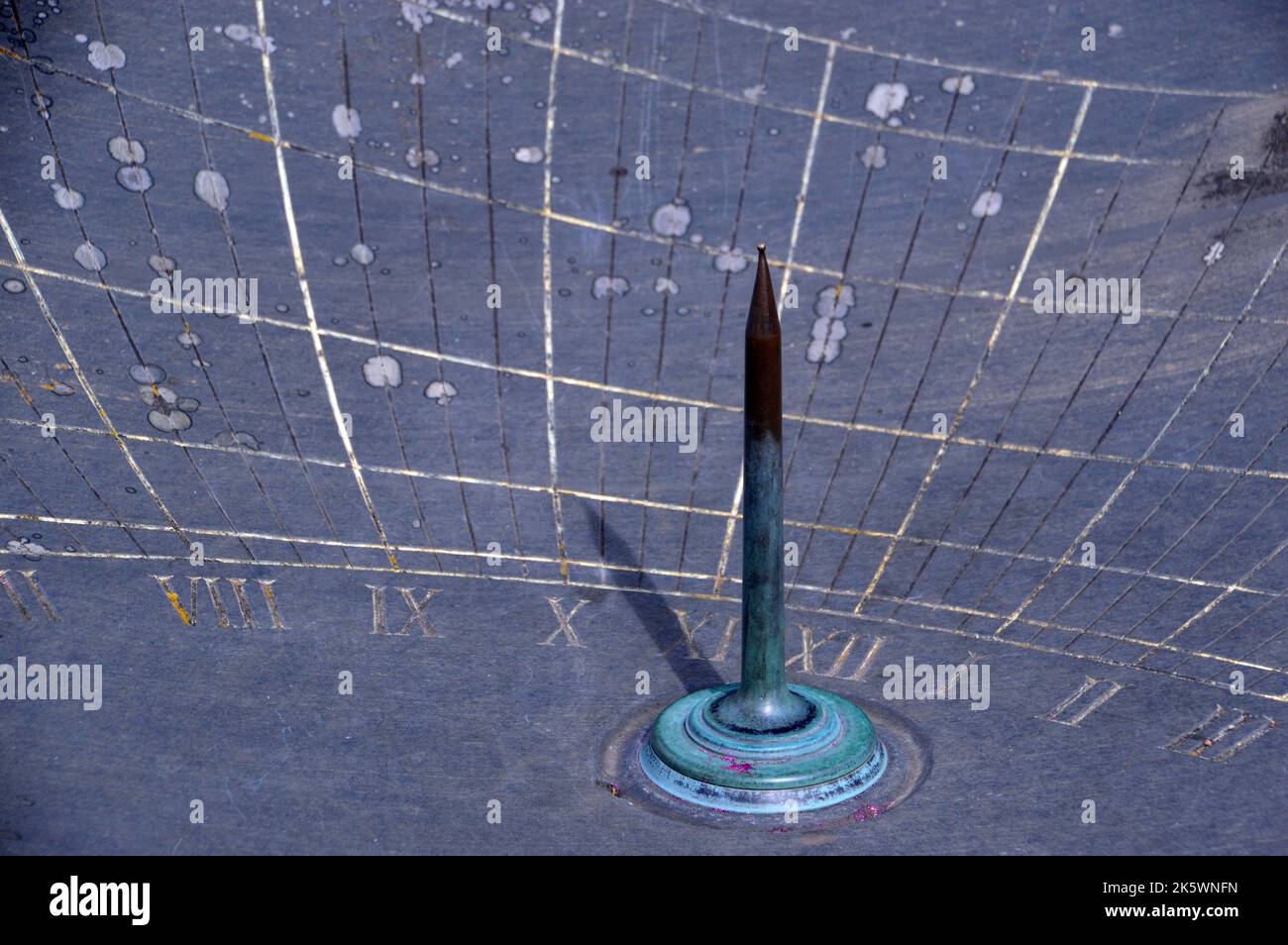 Large Blue Slate Sundial (Showing approx 10.15am) on the Edge of the ...
