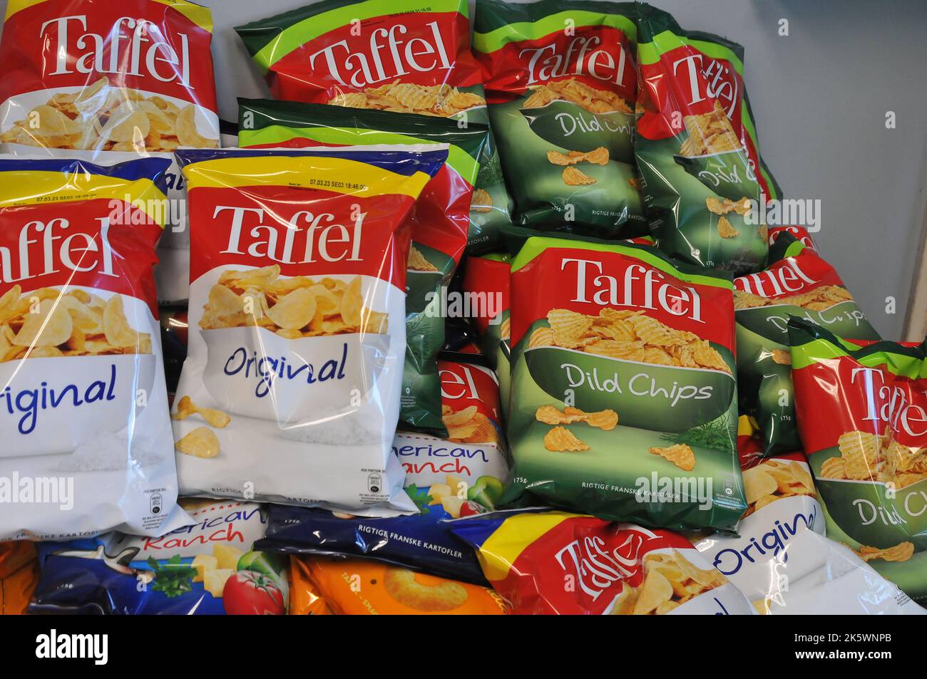 Copenhagen /Denmark/10 October 2022/ Grocery taffel chips and various ...