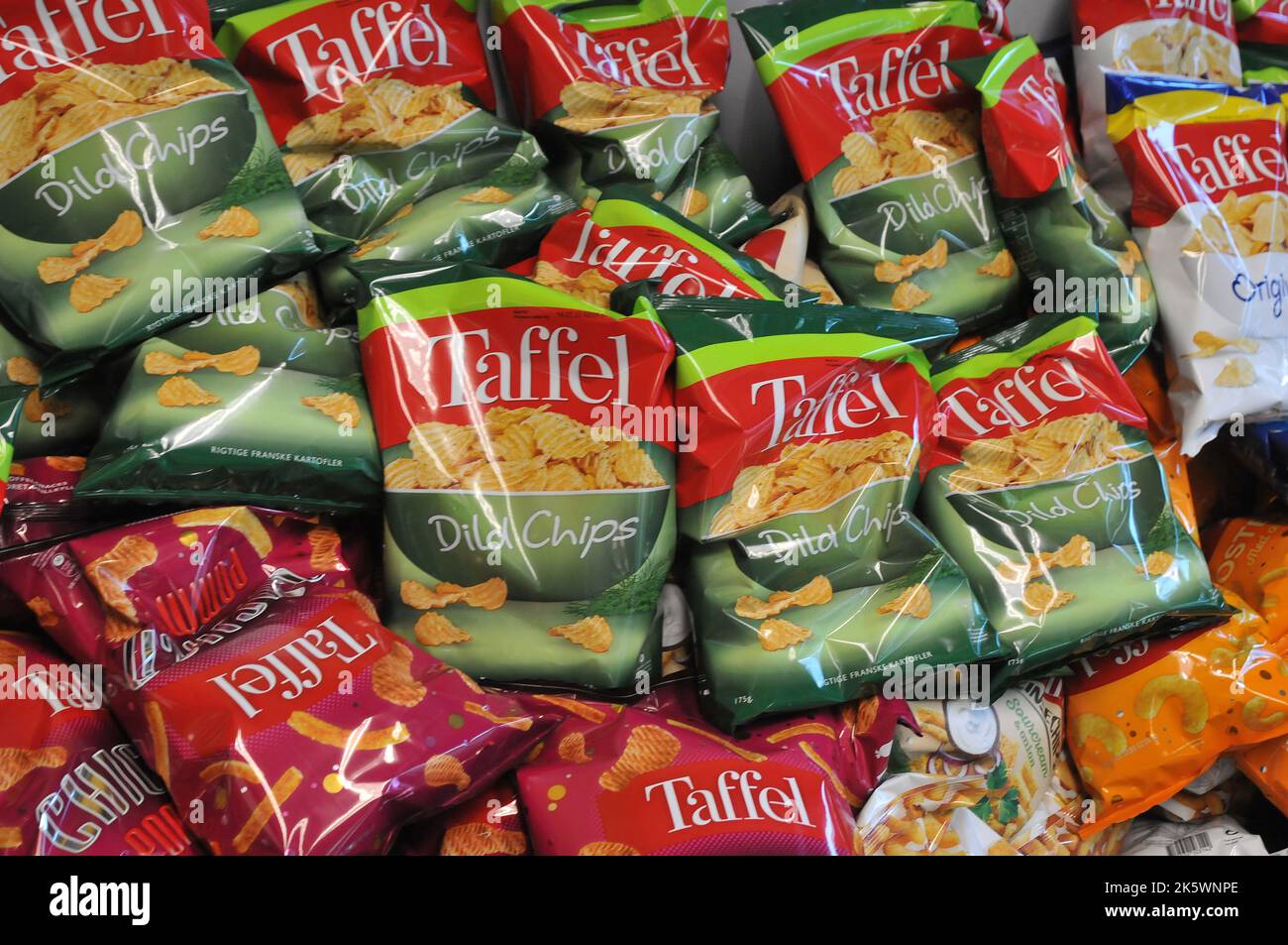 Copenhagen /Denmark/10 October 2022/ Grocery taffel chips and various ...