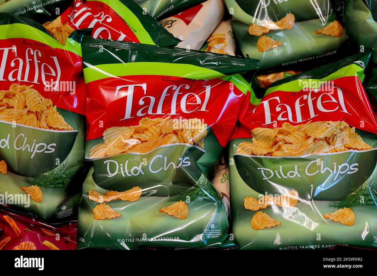 Copenhagen /Denmark/10 October 2022/ Grocery taffel chips and various ...