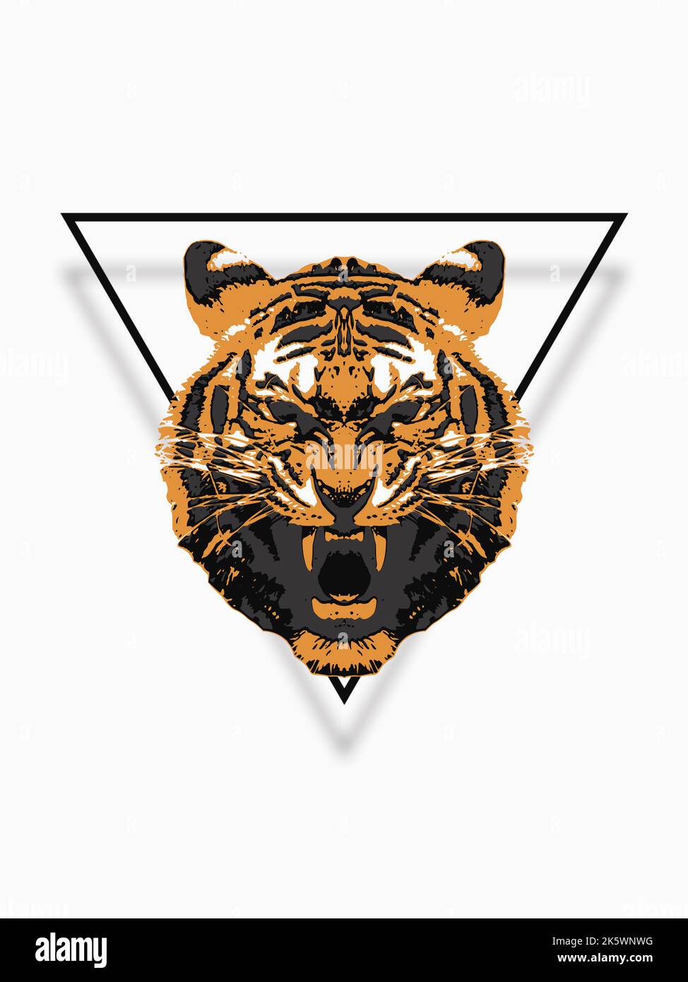 Tiger head in a triangle, 3D rendering, white background Stock Photo ...