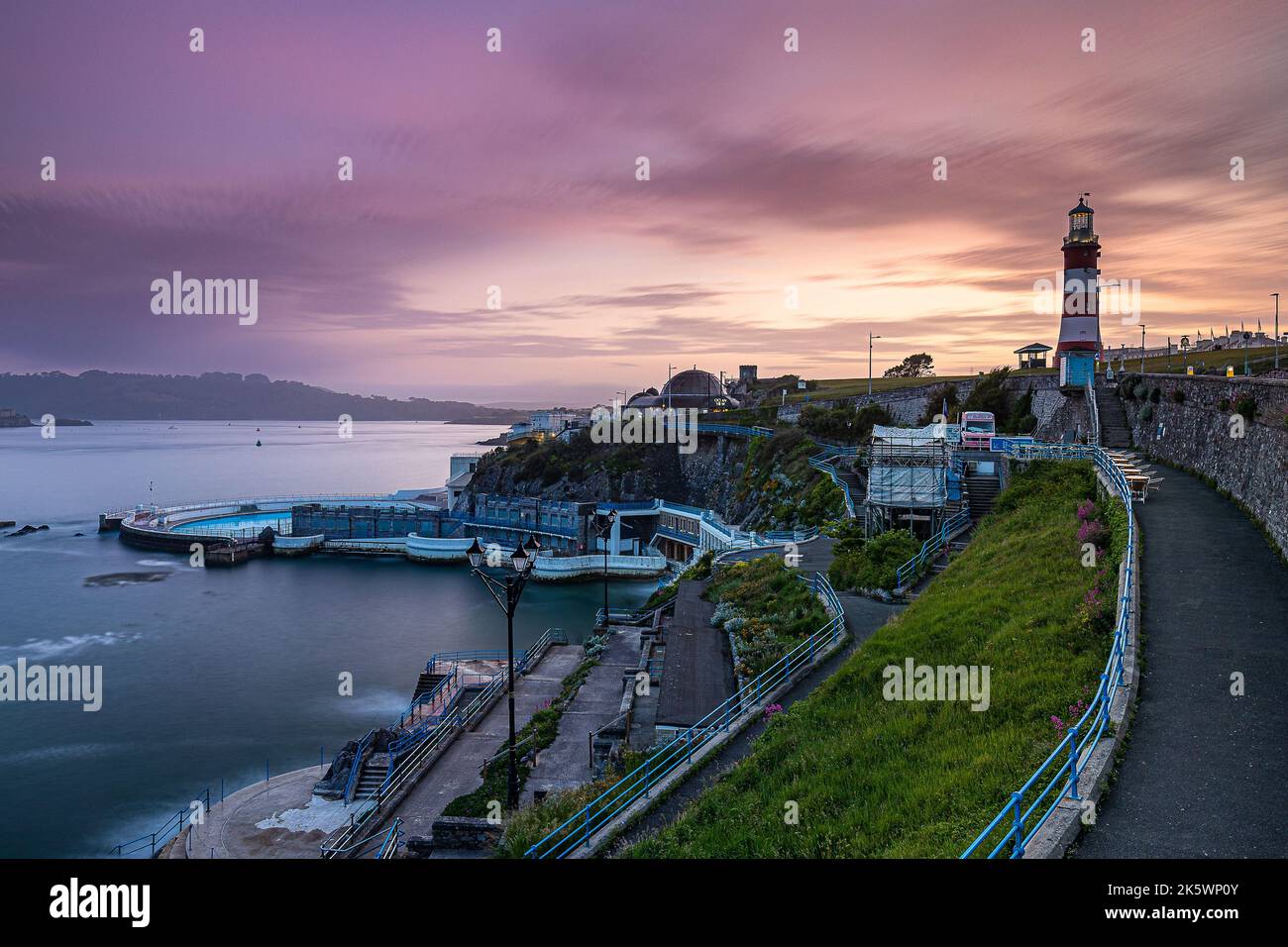 Sunset at Smeaton's Tower, The Hoe, Plymouth, Dorset, United Kingdom ...