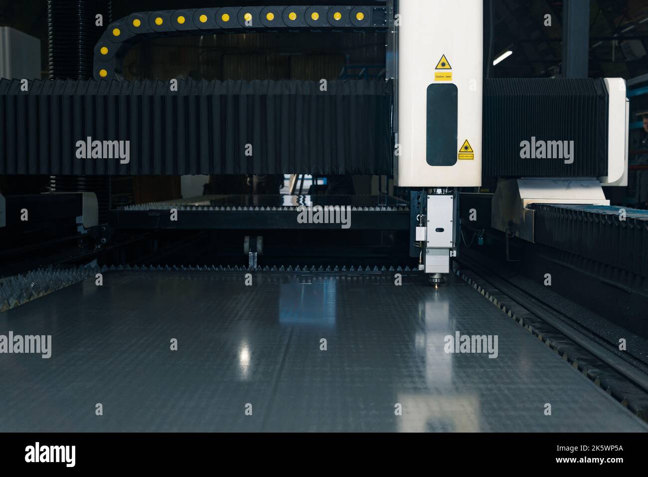 industrial laser cutting machine during metal sheet processing Stock ...