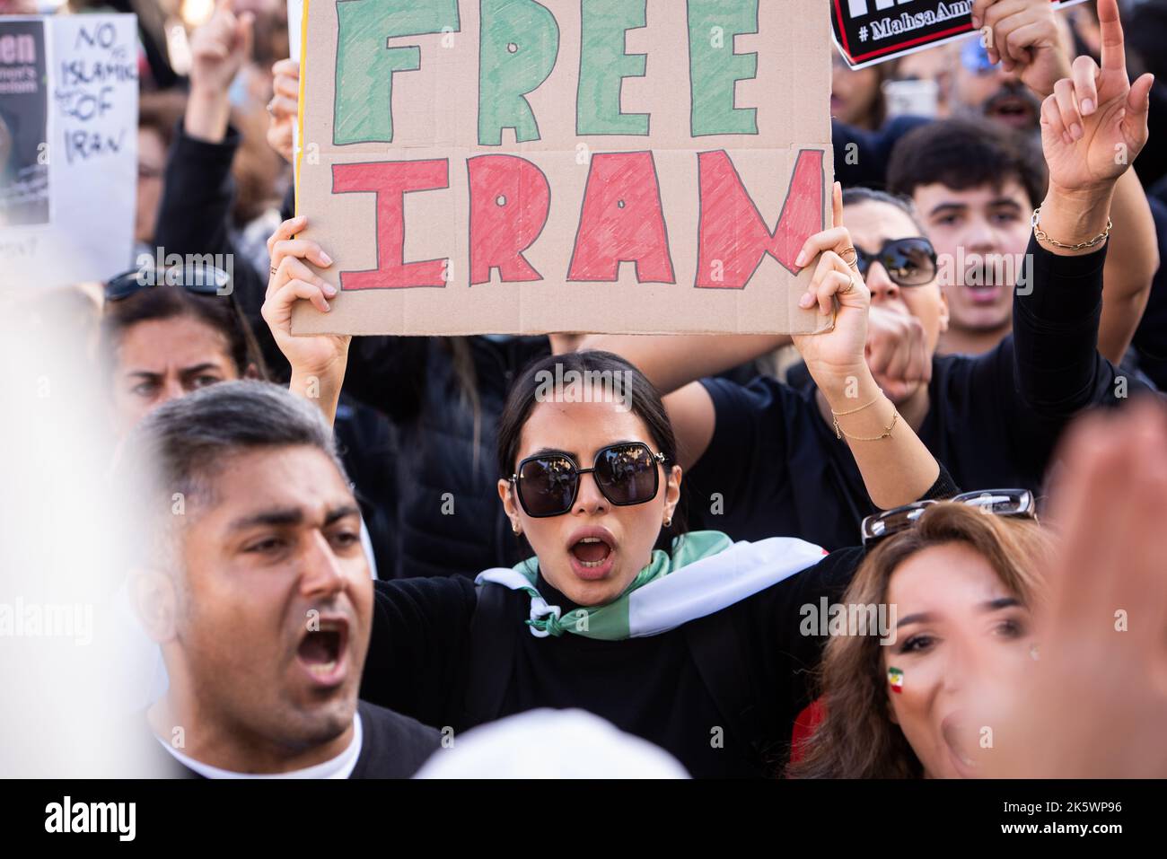 08.10.22 Mahsa Amini Iranian protest, Westminster, London. Thousands of ...