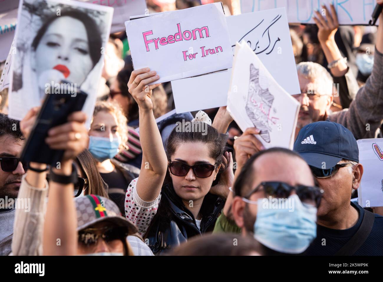 08.10.22 Mahsa Amini Iranian protest, Westminster, London. Thousands of ...