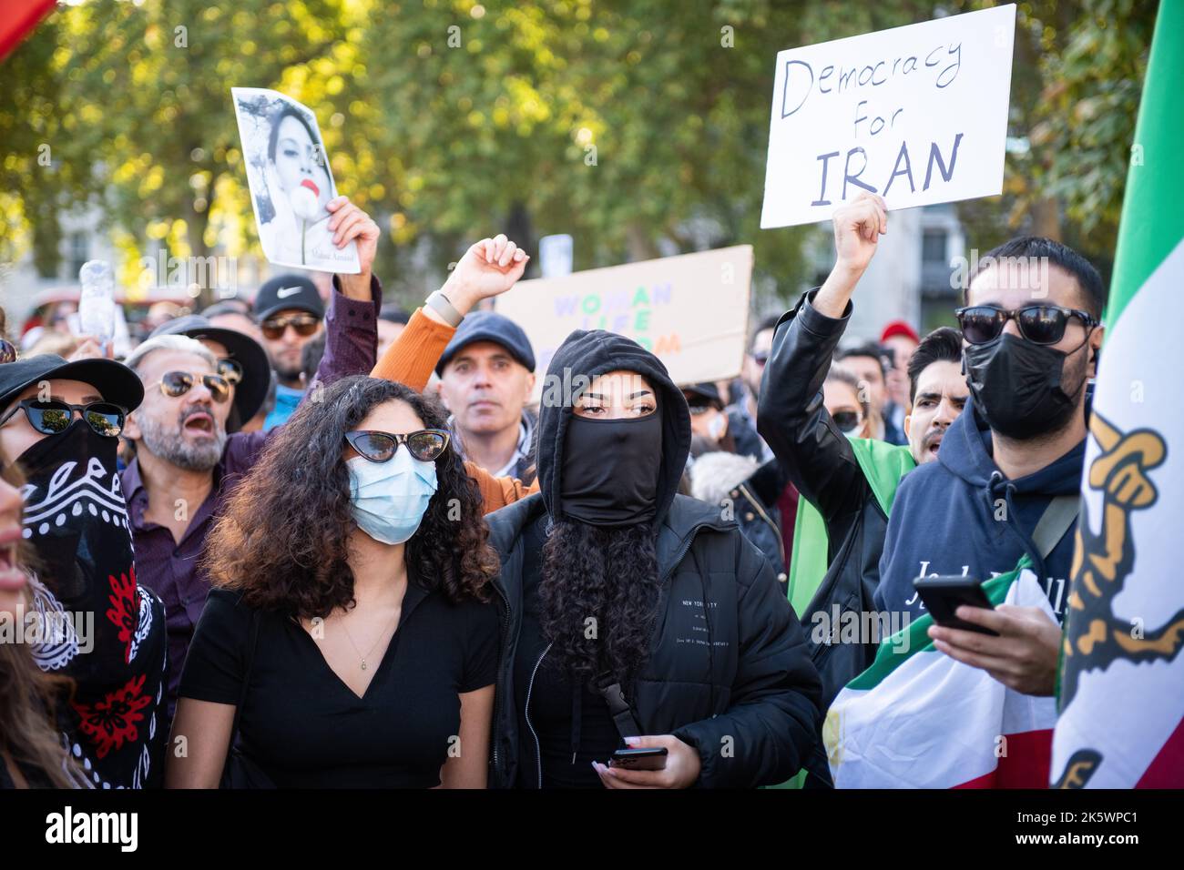 08.10.22 Mahsa Amini Iranian protest, Westminster, London. Thousands of ...