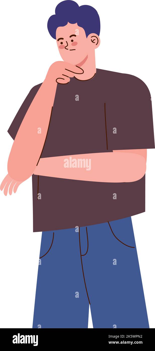 young man thinking position Stock Vector Image & Art - Alamy