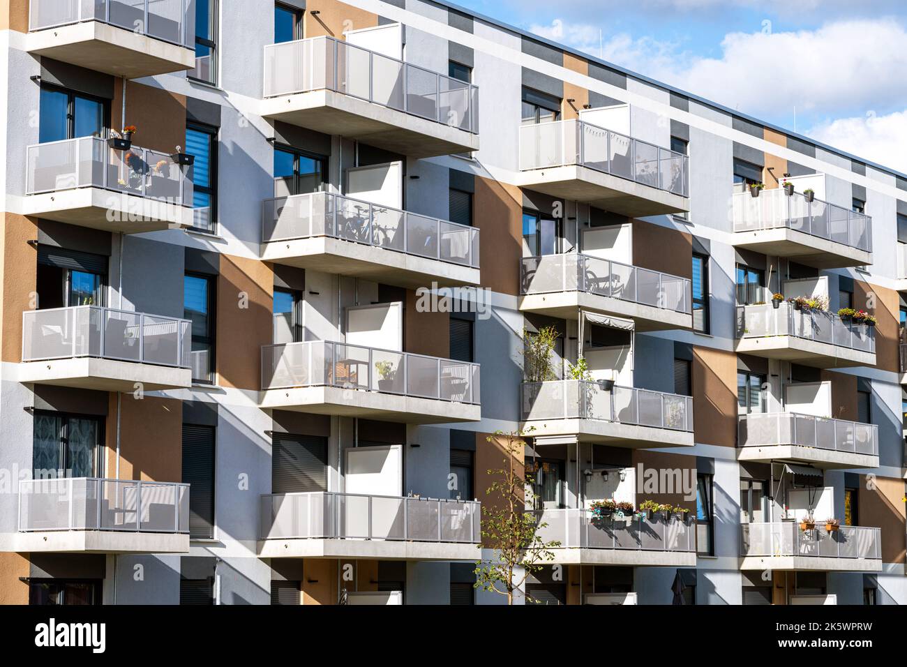 Apartment building with balconies seen in Berlin, Germany Stock Photo ...