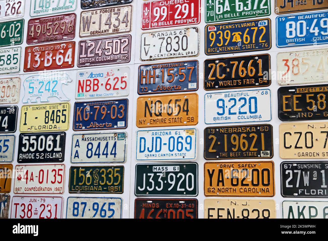 Collection of American and Canadian vehicle number plates Stock Photo ...
