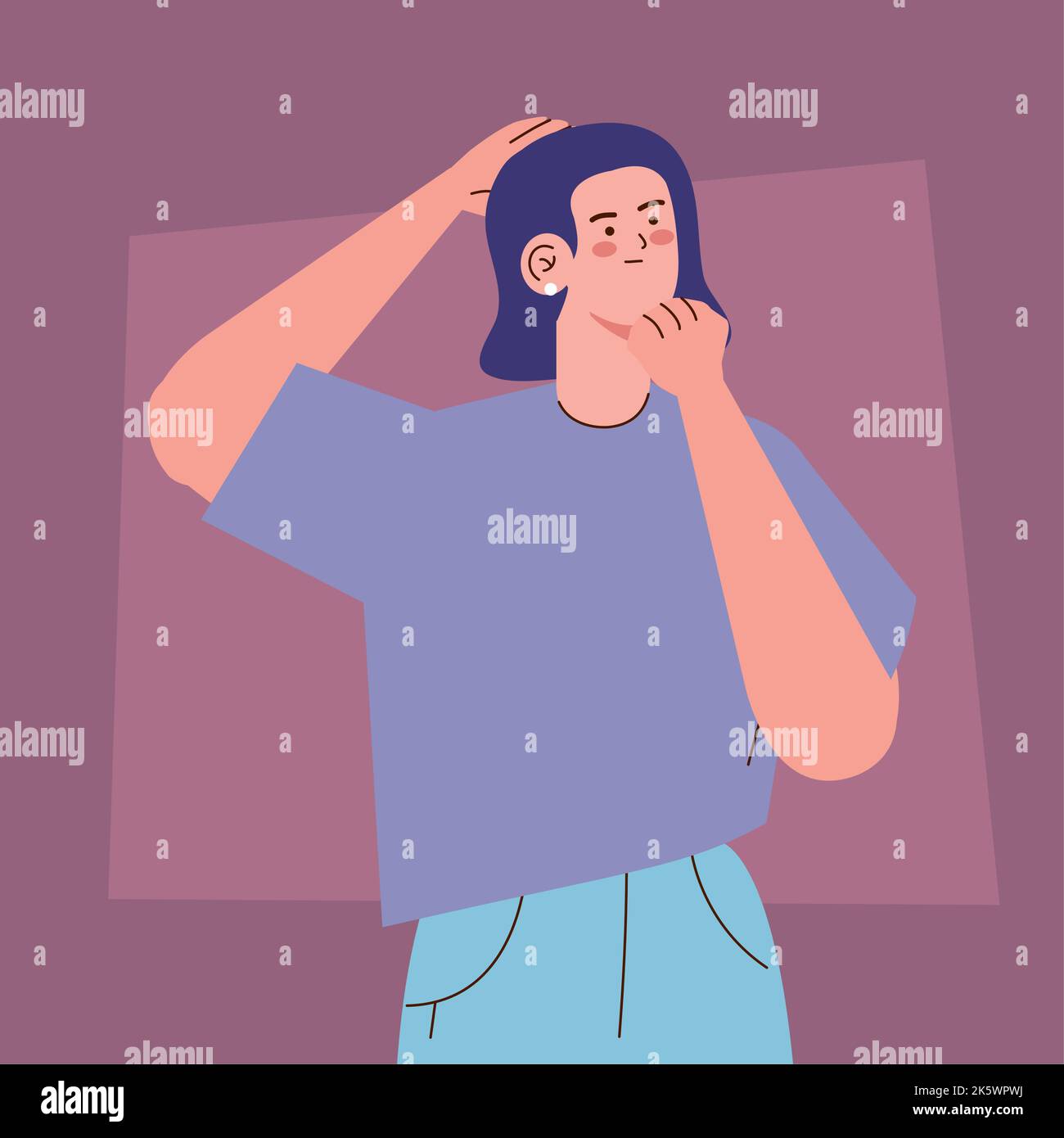 woman thinking position Stock Vector Image & Art - Alamy